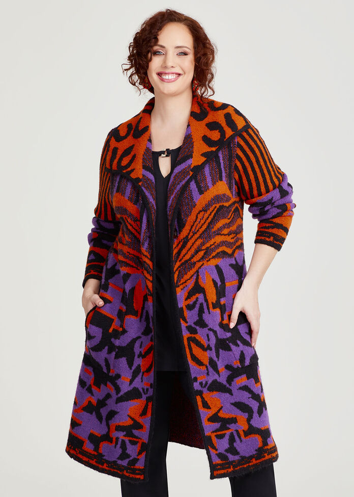Shop Plus Size Jacquard Knit Coatigan, Purple | Taking Shape AU