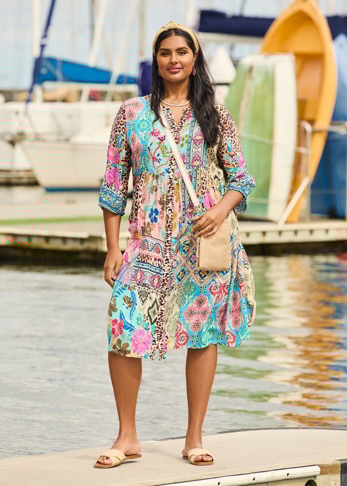 Shop Plus Size Natural Opulence Button Dress, Floral | Taking Shape NZ