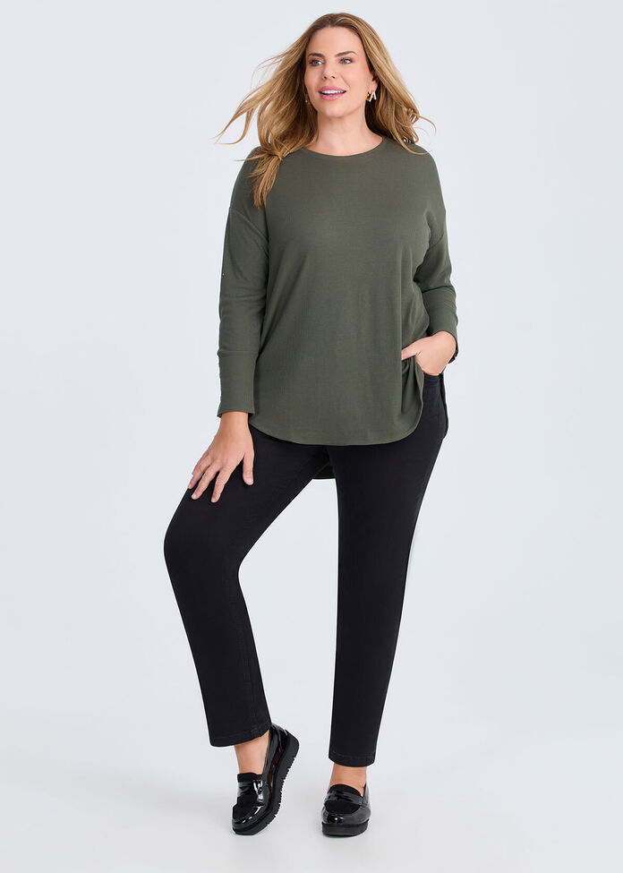 Shop Plus Size Rib Hi-lo Top, Green | Taking Shape AU