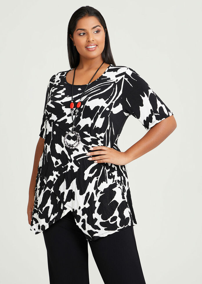 Shop Plus Size Palm Print Crush Top, Black | Taking Shape AU