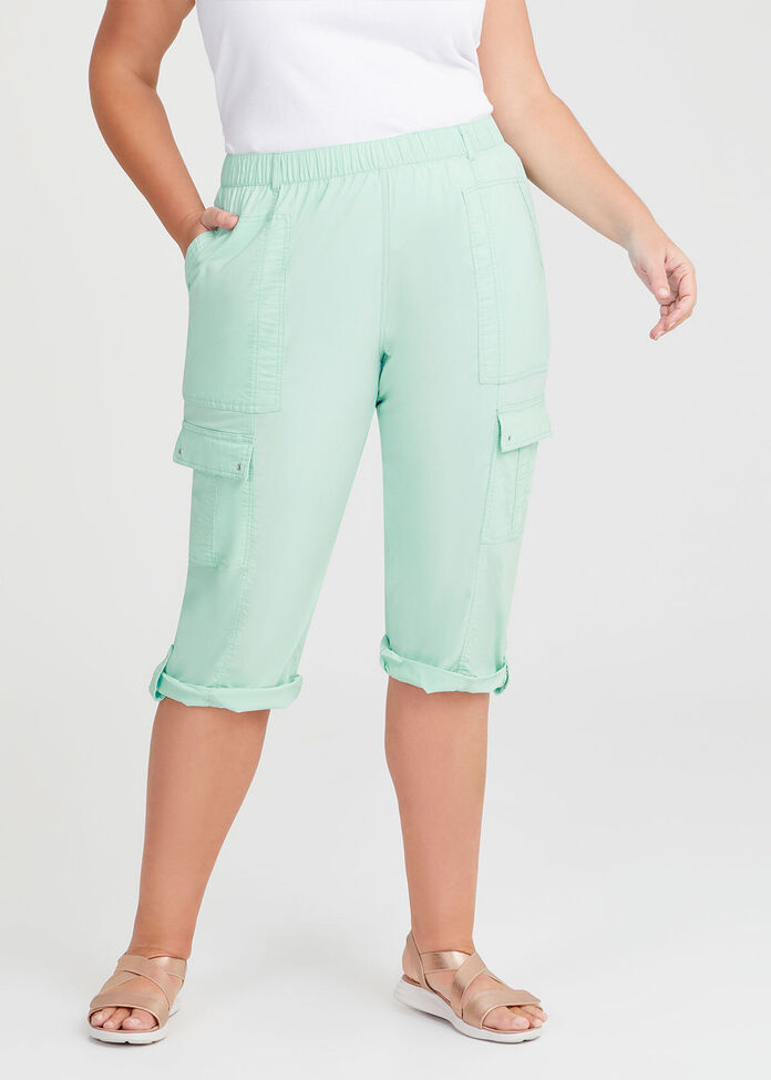Plus Size Castaway Cargo Crop Pant in Light Green | Taking Shape NZ
