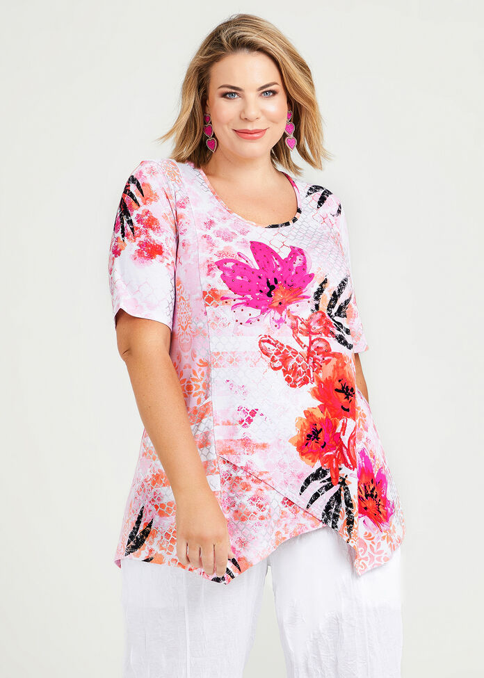 Shop Plus Size Shimmer & Foil Natural Top, Multi | Taking Shape AU