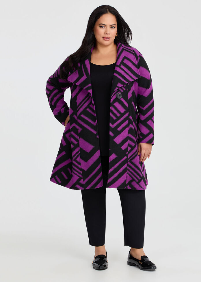 Shop Plus Size Deco Brushed Knit Coat, Purple | Taking Shape NZ