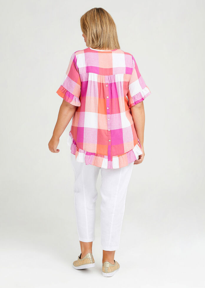 Shop Plus Size Check Linen Bamboo Top, Multi | Taking Shape AU
