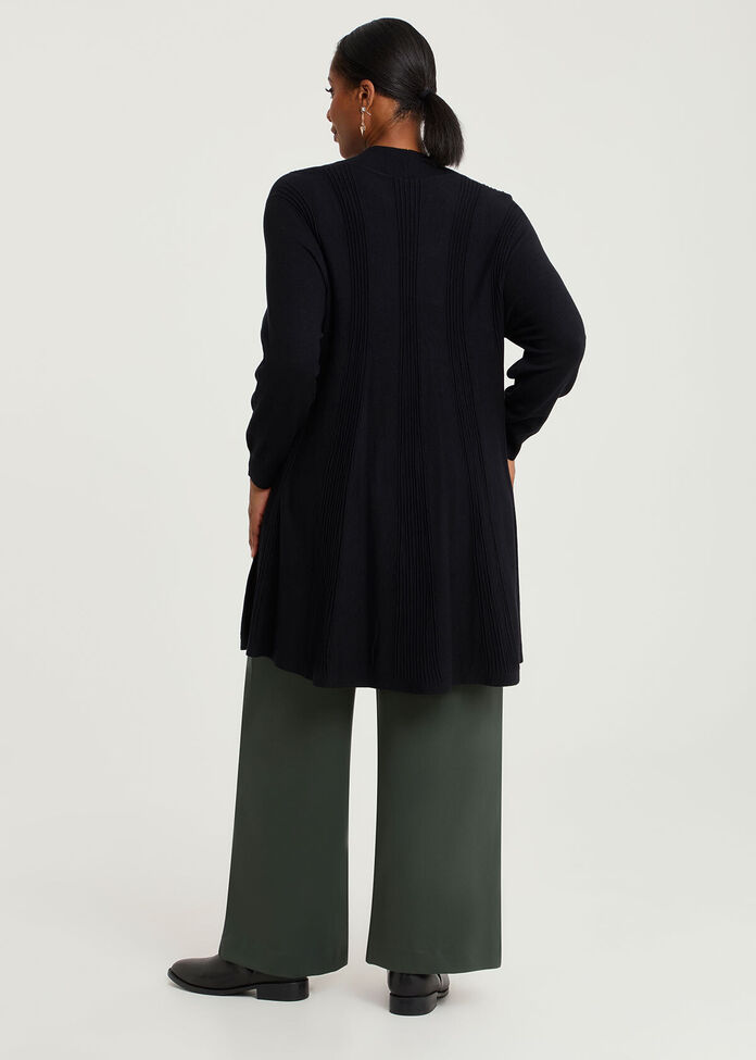 Shop Plus Size Pintuck Swing Natural Cardigan, Black | Taking Shape NZ