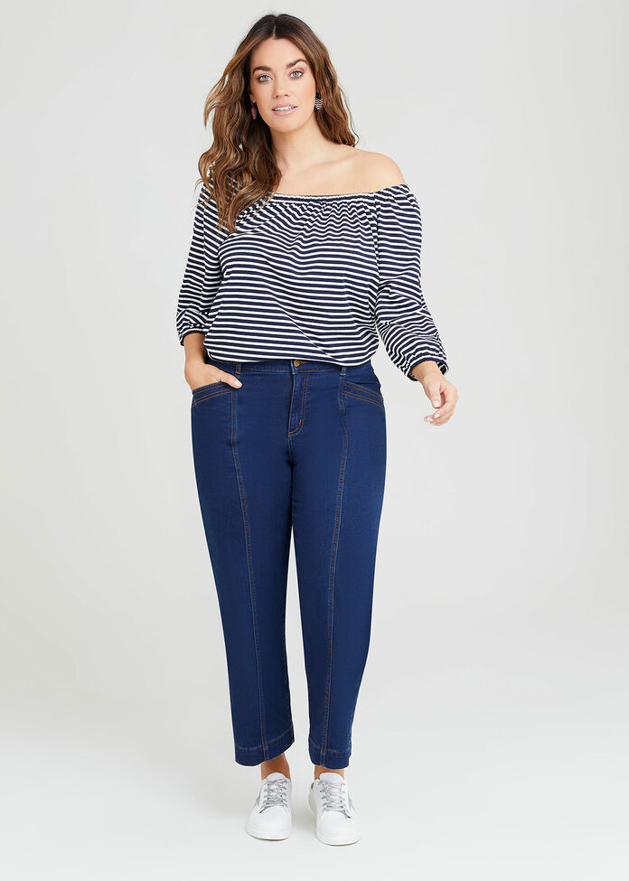 Shop Plus Size Organic Square Neck Stripe Top in Multi | Taking Shape AU