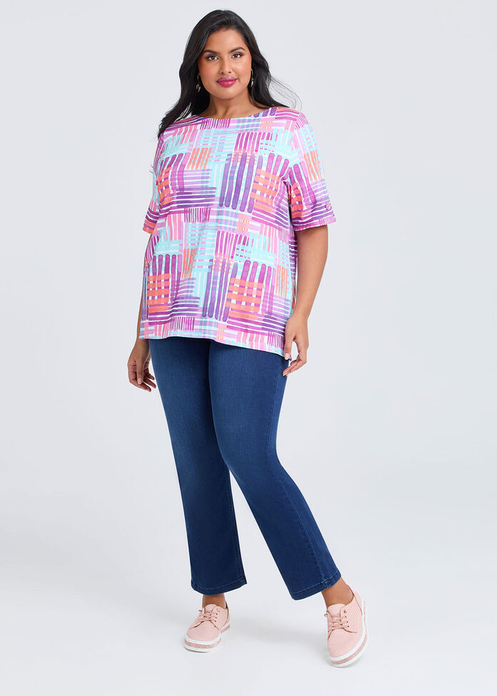 Shop Plus Size Cotton Pastel Check T-shirt, Multi | Taking Shape NZ