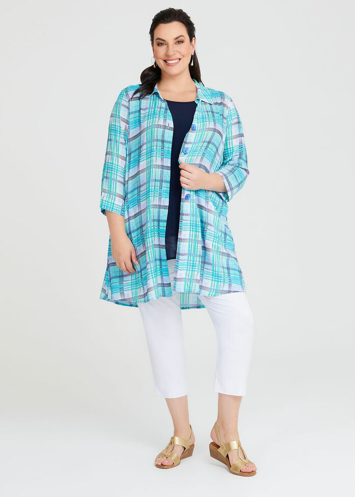 Shop Plus Size Natural Blue Check Shirt, Multi | Taking Shape AU