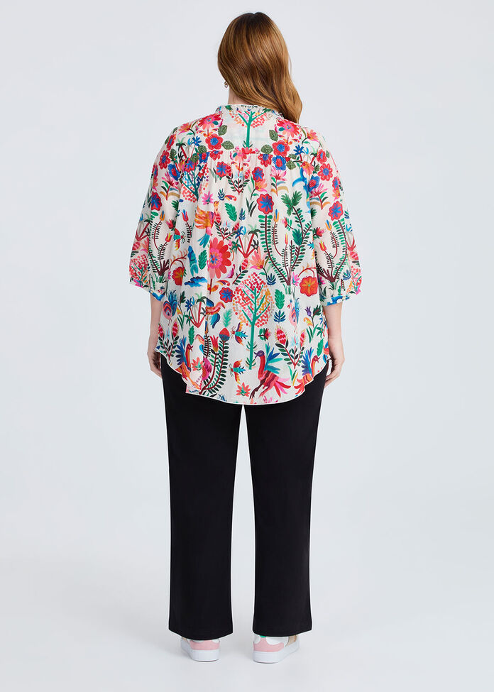 Shop Plus Size Cotton Folk Floral Top, Multi | Taking Shape NZ