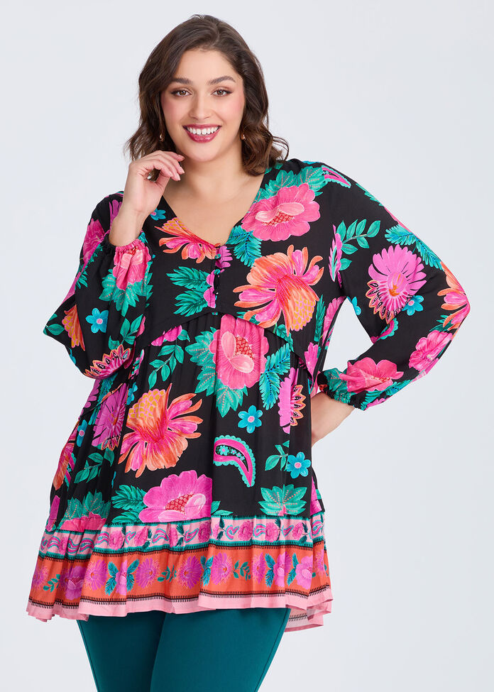 Shop Plus Size Natural Paisley Floral Tunic, Floral | Taking Shape AU