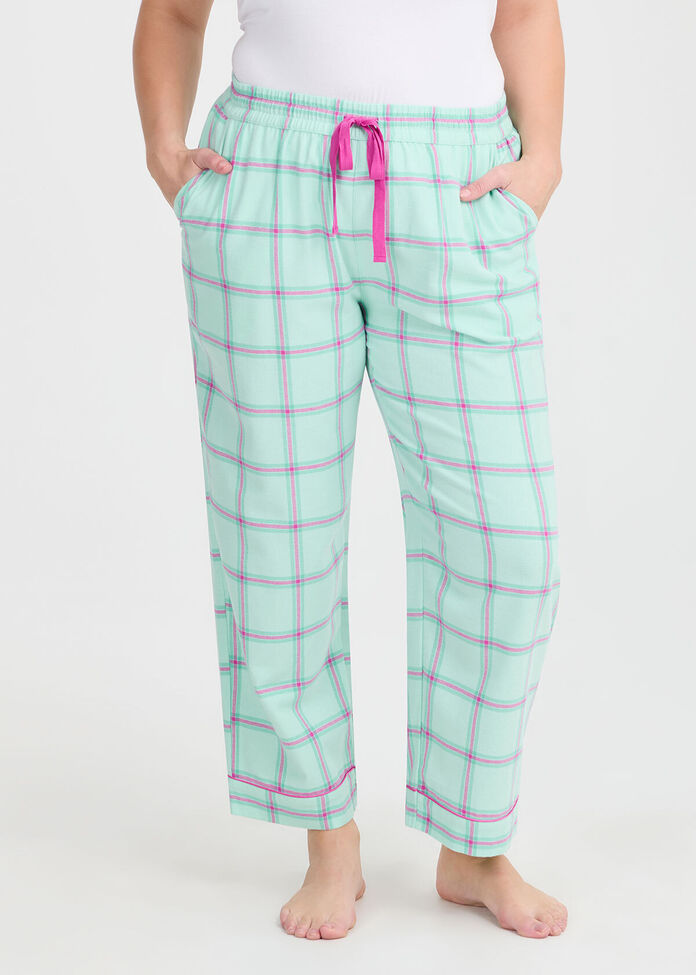 Shop Plus Size Flannelette Grid Pyjama Pant, Green | Taking Shape HK