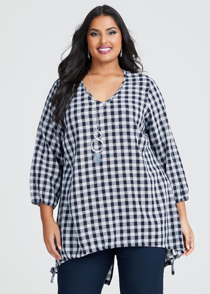 Shop Plus Size Natural Blue Check Top, Blue | Taking Shape AU