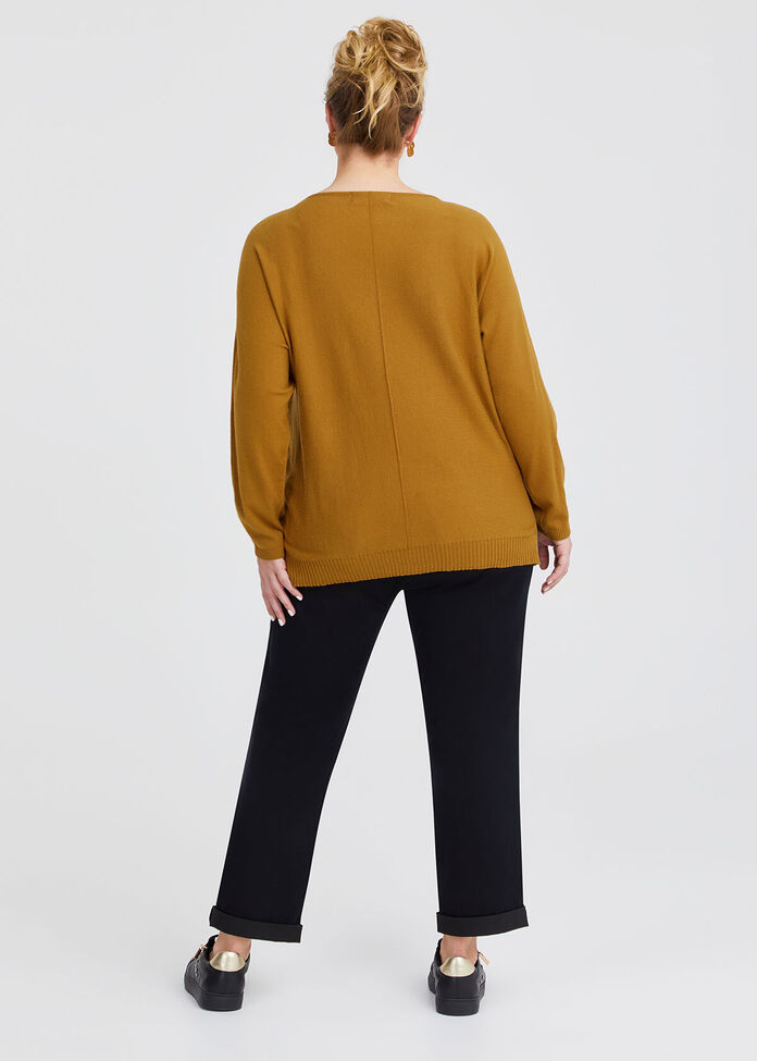 Plus Size Yellow Crew Neck Pocket Jumper | Taking Shape AU