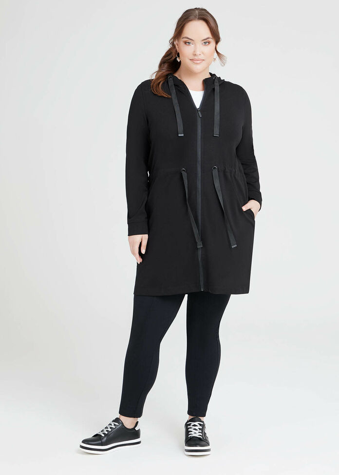 Shop Plus Size Bamboo Ponte Hooded Long Jacket, Black | Taking Shape AU
