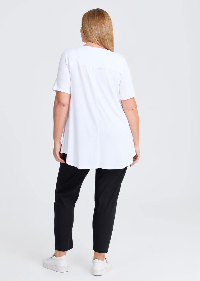 Shop Plus Size Bamboo Base V Neck Short Sleeve Top, White | Taking Shape AU