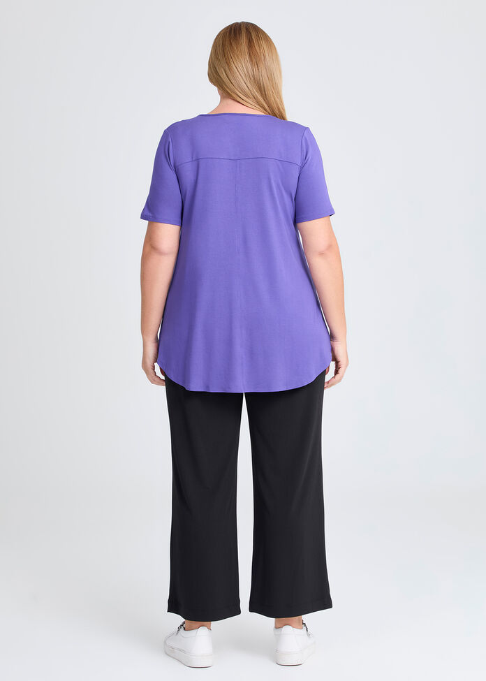 Shop Plus Size Bamboo Base V Neck Short Sleeve Top, Purple | Taking ...