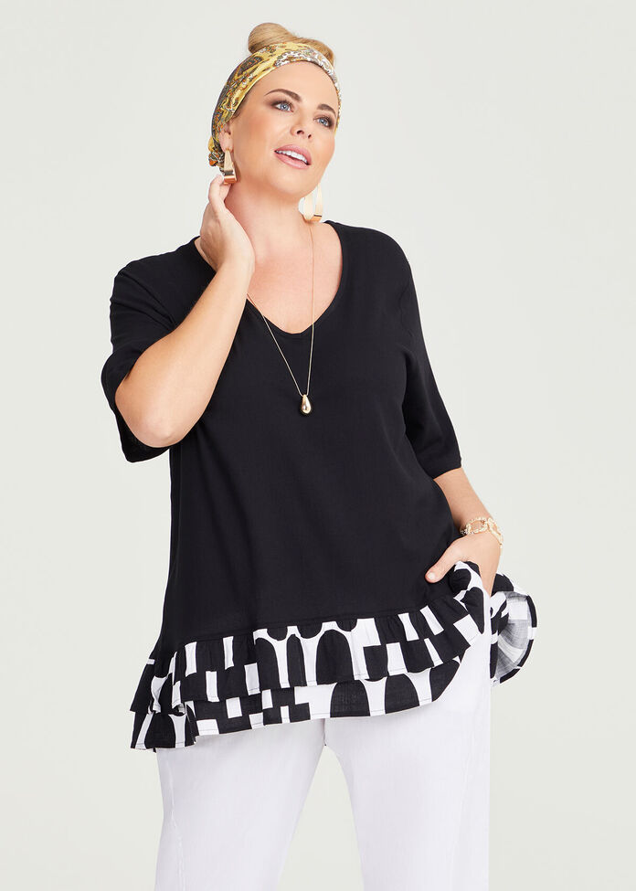 Shop Plus Size Natural Retro Revival Top, Black | Taking Shape AU