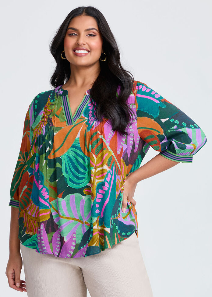Shop Plus Size Natural Into The Jungle Top, Multi | Taking Shape AU