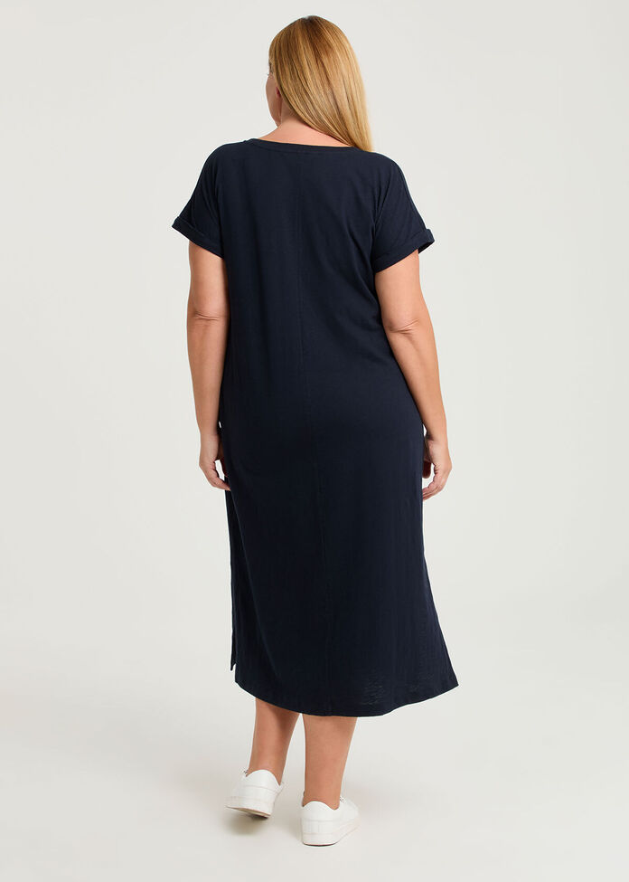 Shop Plus Size Cotton V-neck Maxi Dress, Navy | Taking Shape UK
