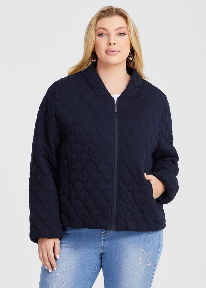 Shop Plus Size Cotton Quilted Jacket, Navy | Taking Shape NZ