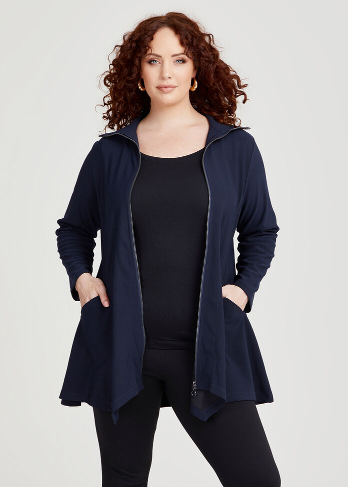 Shop Plus Size Zip Double Knit Jacket in Blue | Taking Shape AU