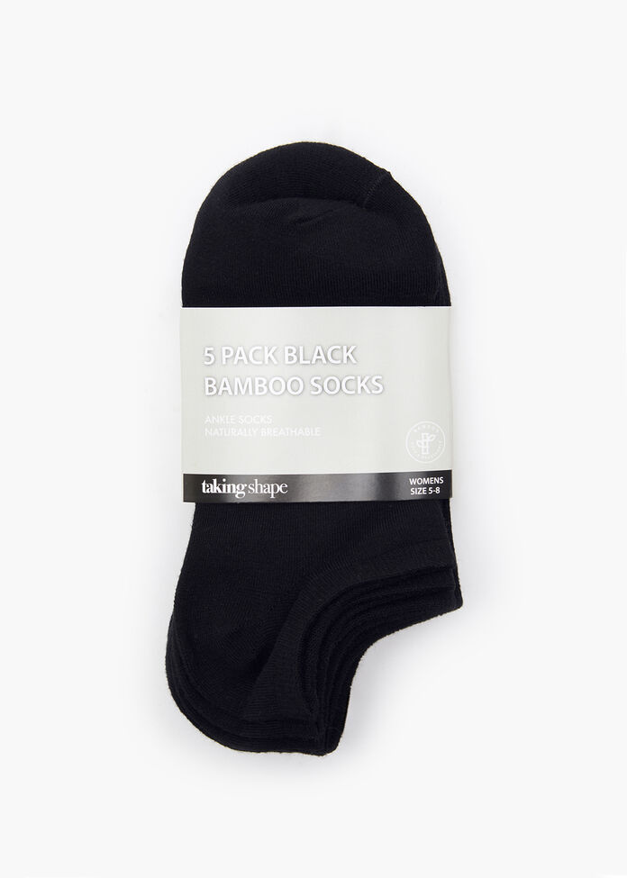 Shop 5 Pack Black Bamboo Ankle Socks in Black | Accessories | Taking ...