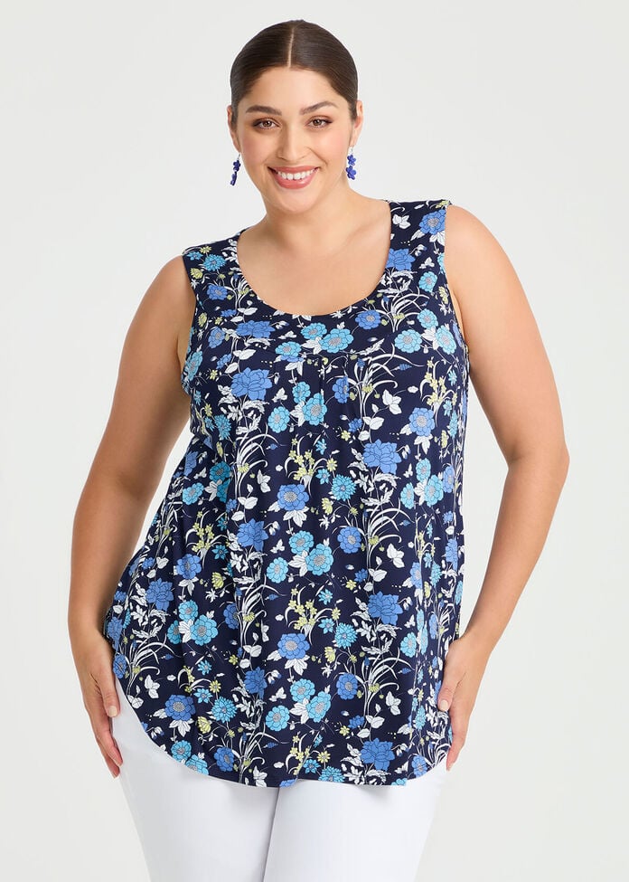 Shop Plus Size Floral Tank, Blue | Taking Shape NZ