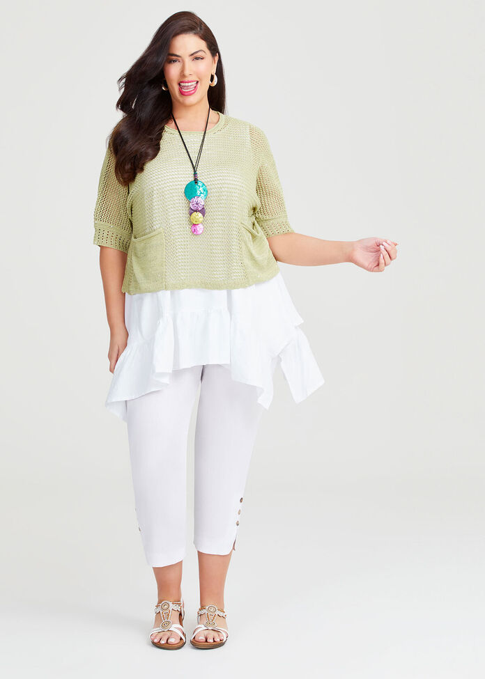 Shop Plus Size Web Pointelle Knit Overtop, Green | Taking Shape UK