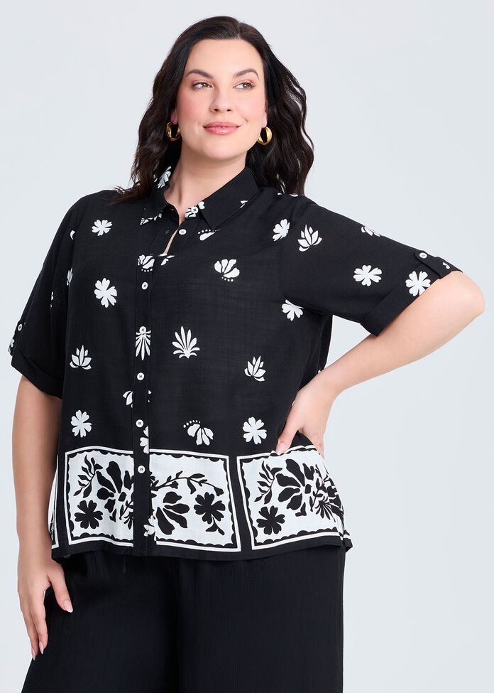 Shop Plus Size Natural Border Print Shirt, Print | Taking Shape NZ