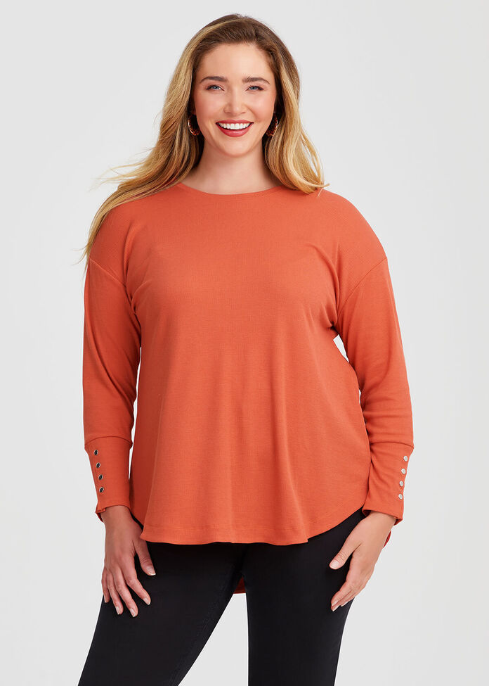 Plus Size Women's Rib Hi-lo Top in Orange | Taking Shape NZ
