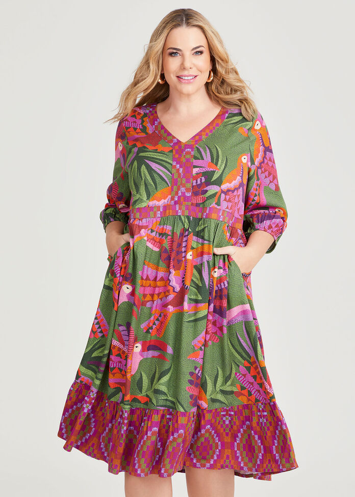 Shop Plus Size Natural Garden Notes Dress, Multi | Taking Shape AU