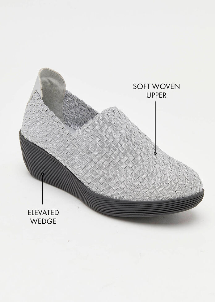 Shop Silver Woven Stretch Wedge | Comfortable Shoes | Taking Shape AU