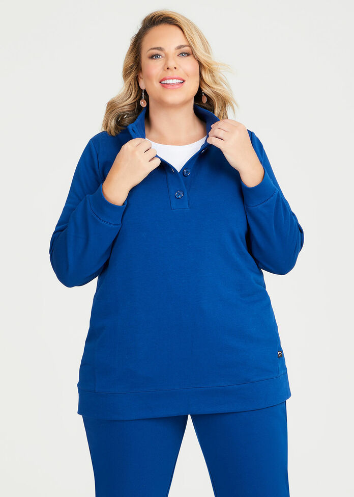 Shop Plus Size Button Funnel Neck Sweat in Red | Taking Shape AU