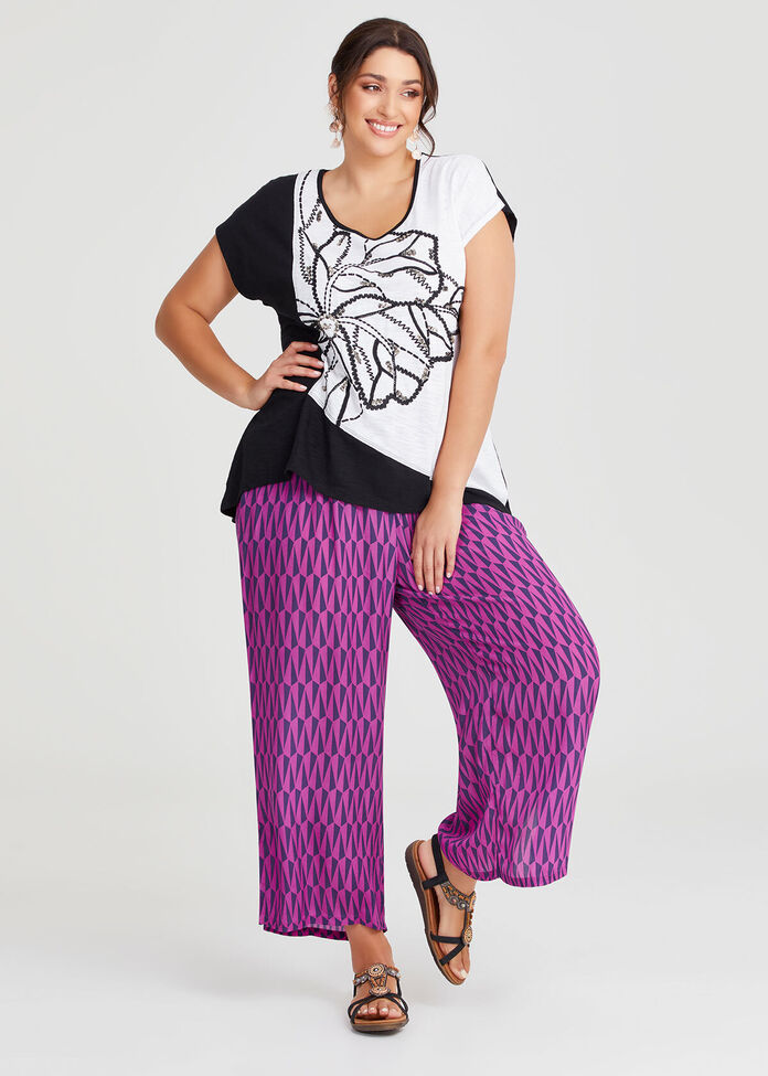 Plus Size Purple Geometric Natural Wide Pant | Taking Shape AU
