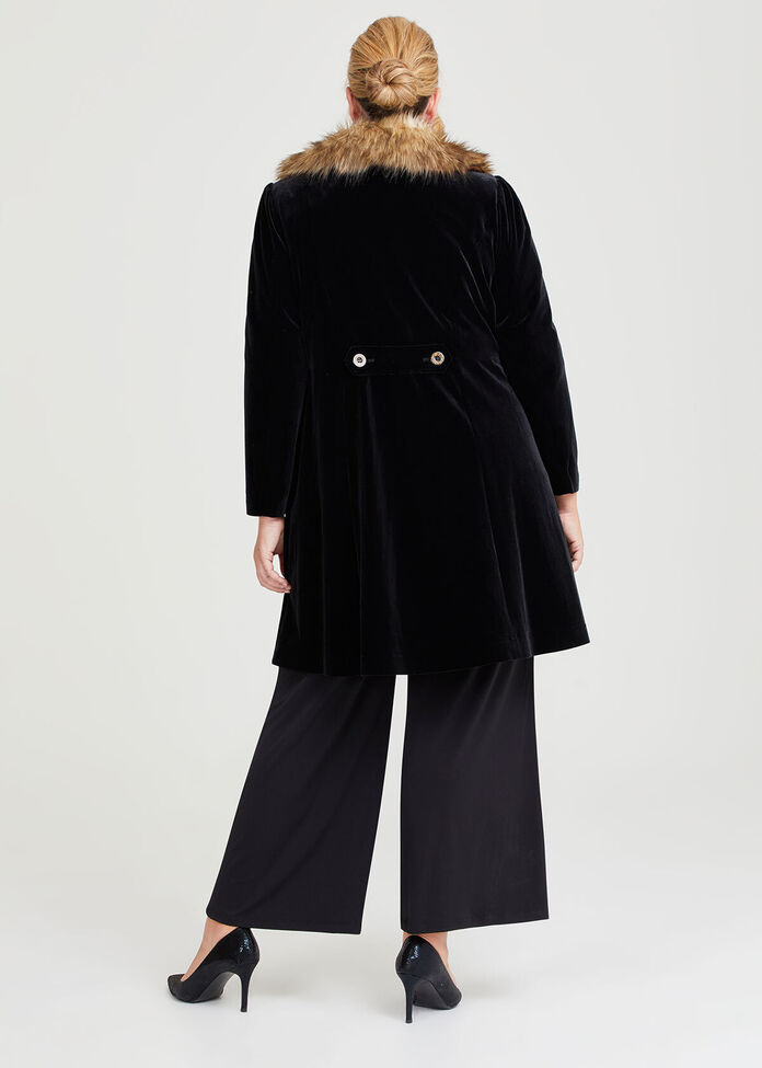 Shop Plus Size Luxe Velvet Coat With Fur Collar, Black | Taking Shape AU