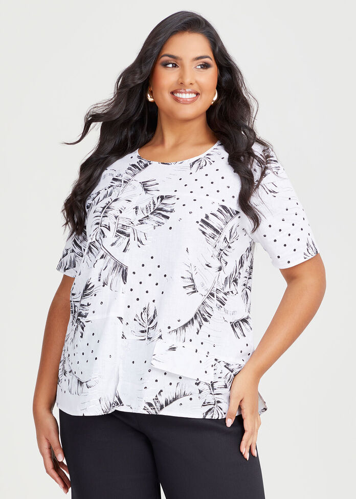 Shop Plus Size Foil Linen Bamboo Top, White | Taking Shape AU