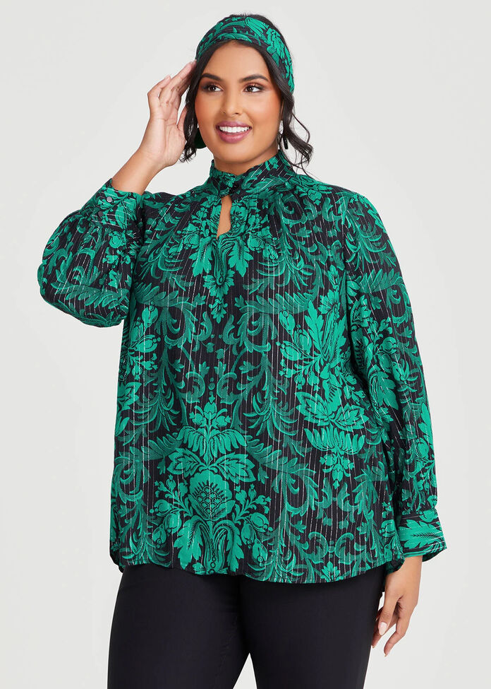 Shop Plus Size Natural Moss Neck Tie Top, Multi | Taking Shape AU