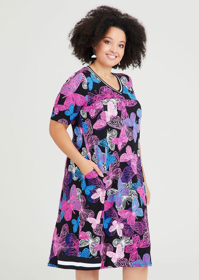 Shop Plus Size Natural Flutter Dress, Multi | Taking Shape AU