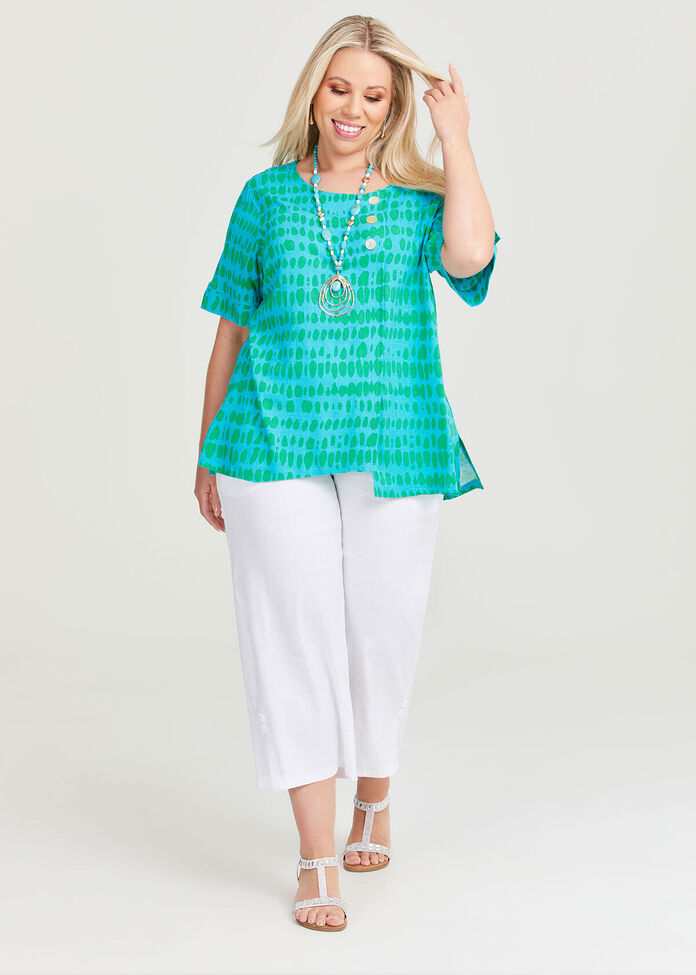 Shop Plus Size Annette Natural Button Top, Blue | Taking Shape AU