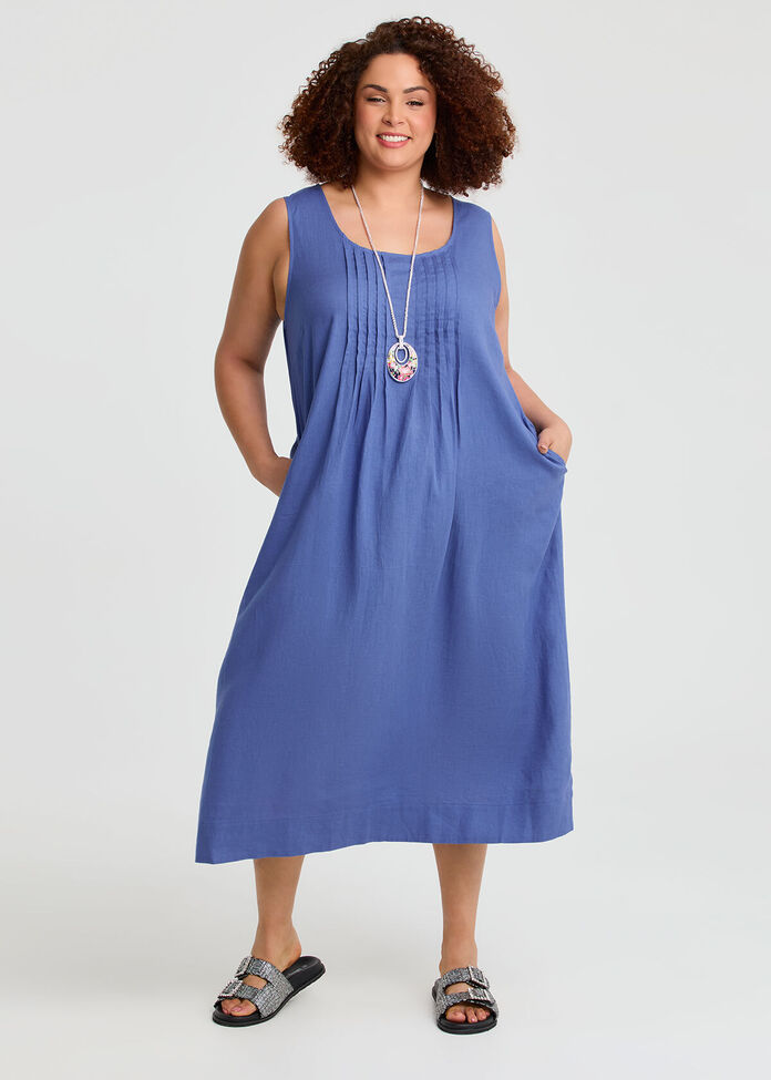 Shop Plus Size Linen Blend Olivia Dress, Blue | Taking Shape SG