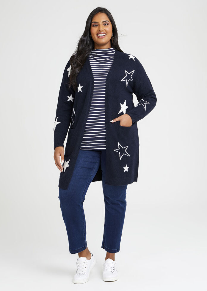 Shop Plus Size Stars Knit Cardigan in Navy | Taking Shape AU
