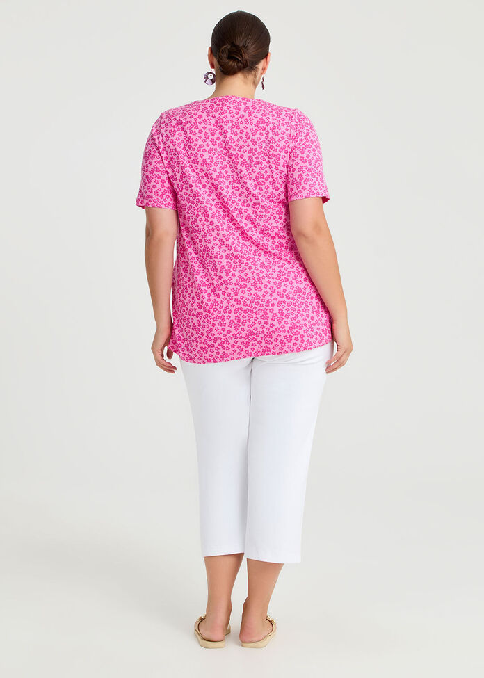 Shop Plus Size Cotton Notch Neck Top, Floral | Taking Shape NZ