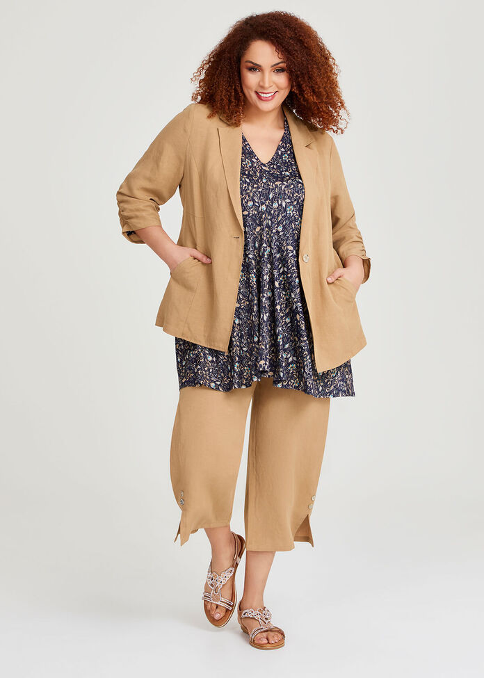 Plus Size Relax Linen Blend Blazer in Brown | Taking Shape AU