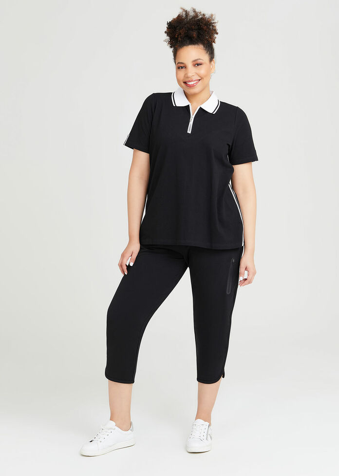Shop Plus Size Cotton Pique Polo Top, Black | Taking Shape AU