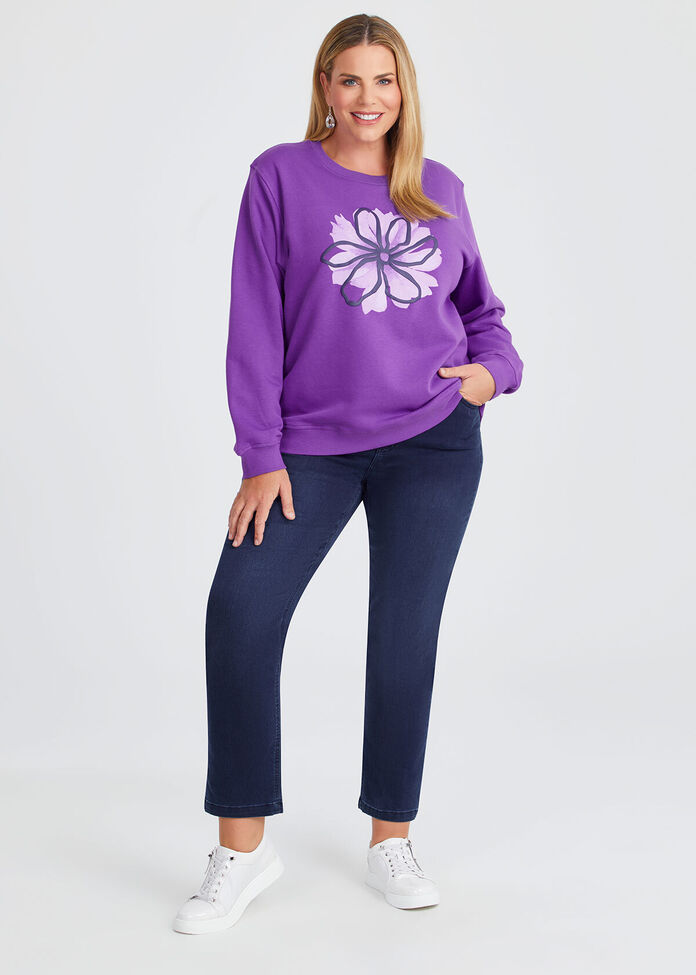 Shop Plus Size Cotton Blend Flower Sweatshirt, Purple | Taking Shape AU