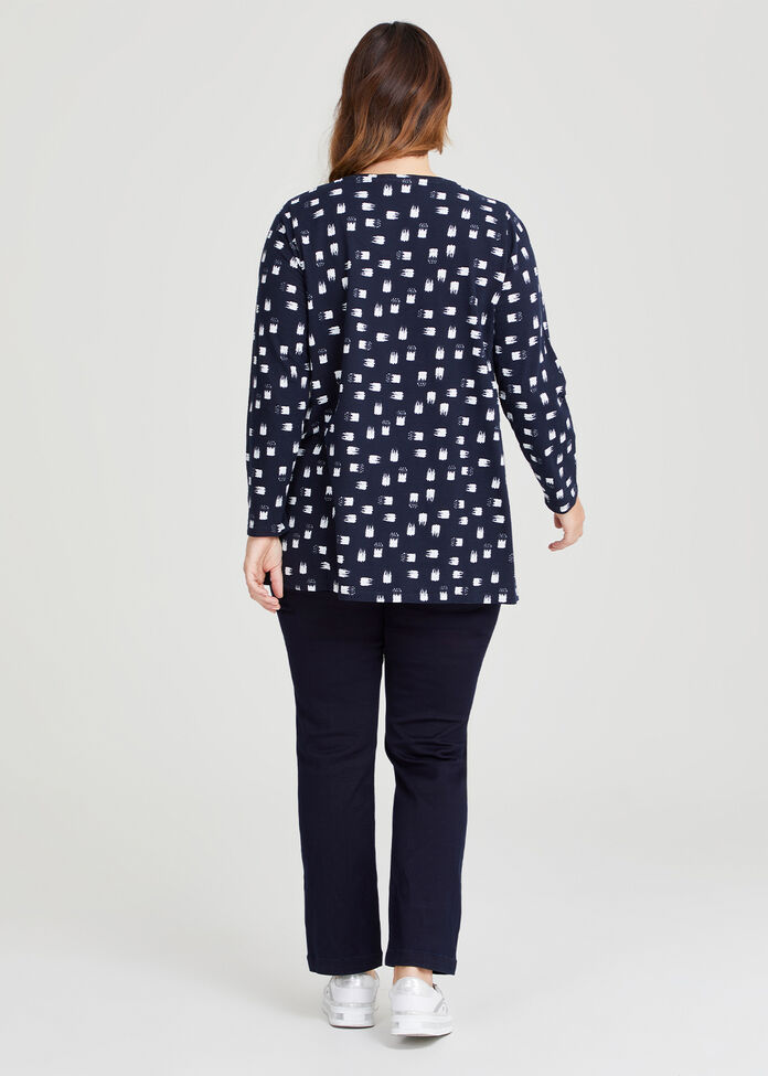 Shop Plus Size Cotton Brushstroke Print Top, Blue | Taking Shape AU