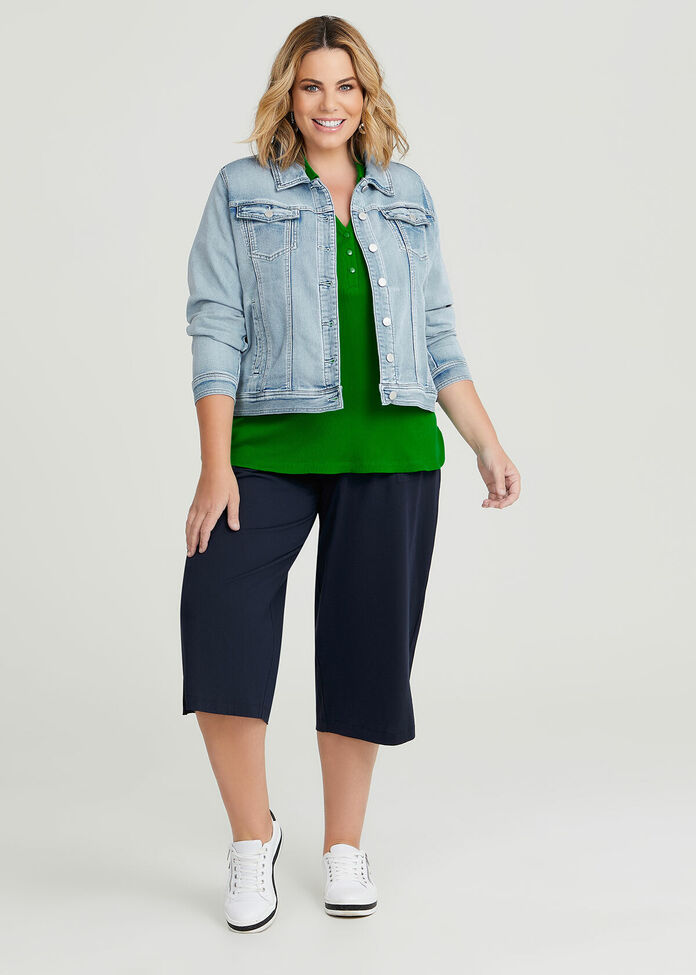 Shop Cotton Polo Rib Pocket Top in Green, Sizes 12-30 | Taking Shape AU