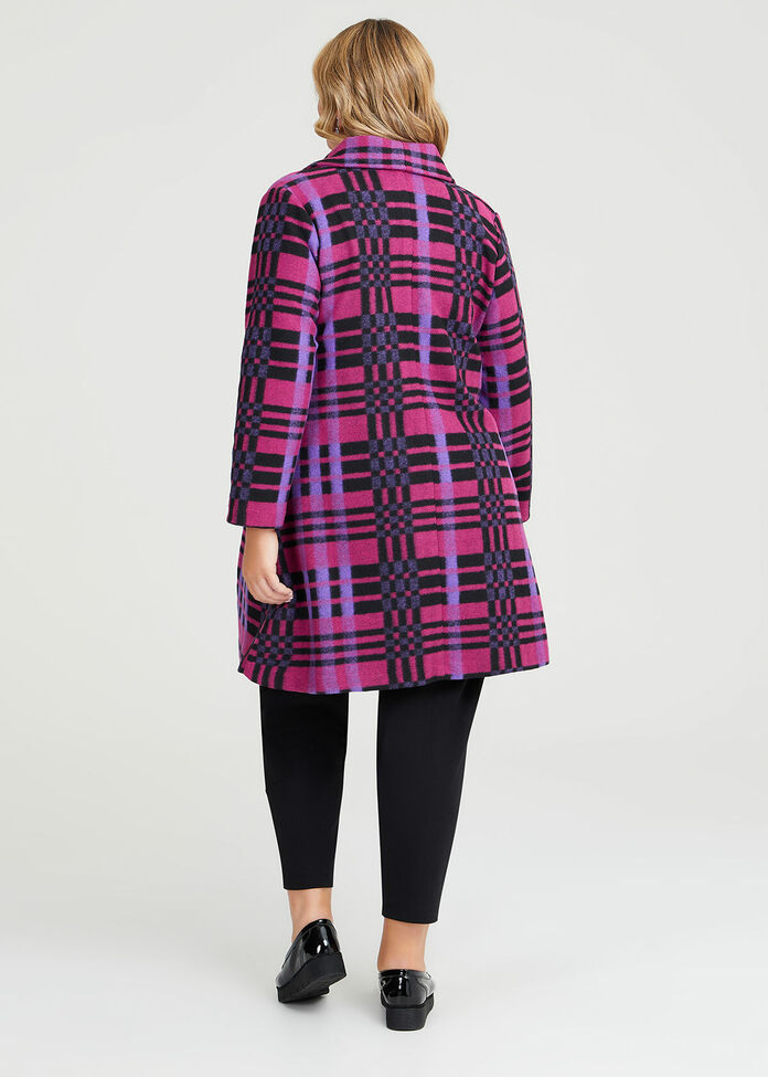 Shop Plus Size Melton Knit Check Coat, Red | Taking Shape AU