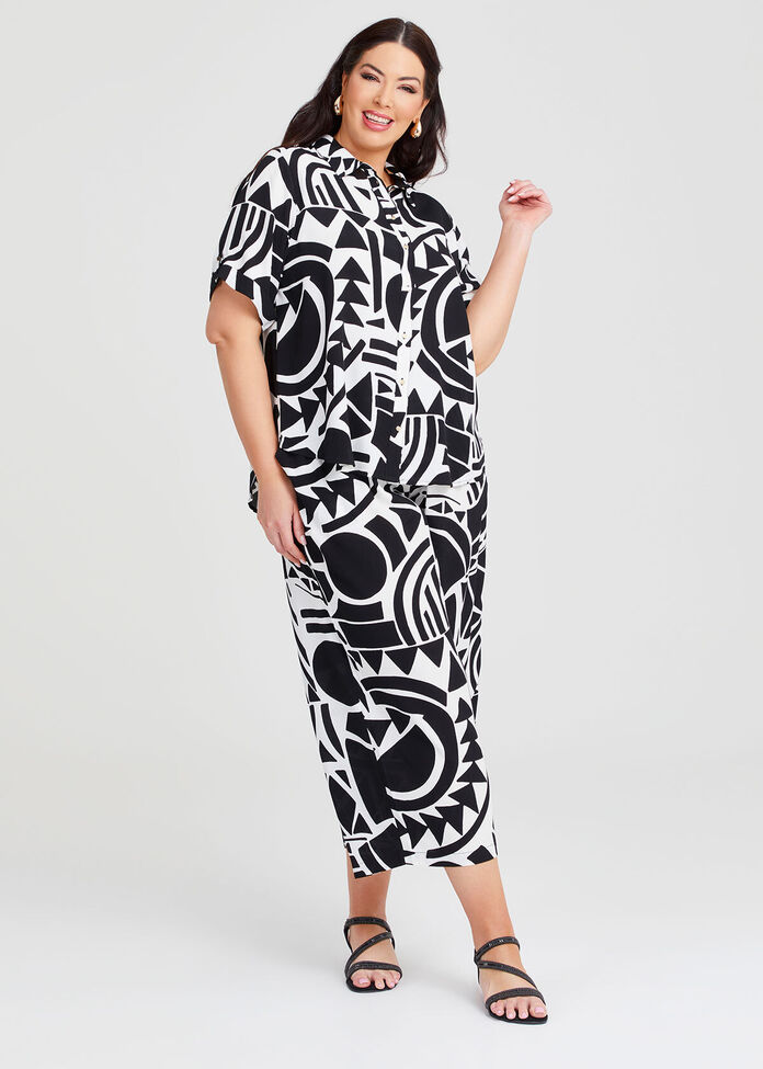 Shop Plus Size Natural Graphic Print Pant, Black | Taking Shape NZ