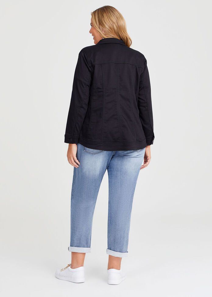 Shop Plus Size Coloured Best Fit Denim Jacket in Black | Taking Shape AU